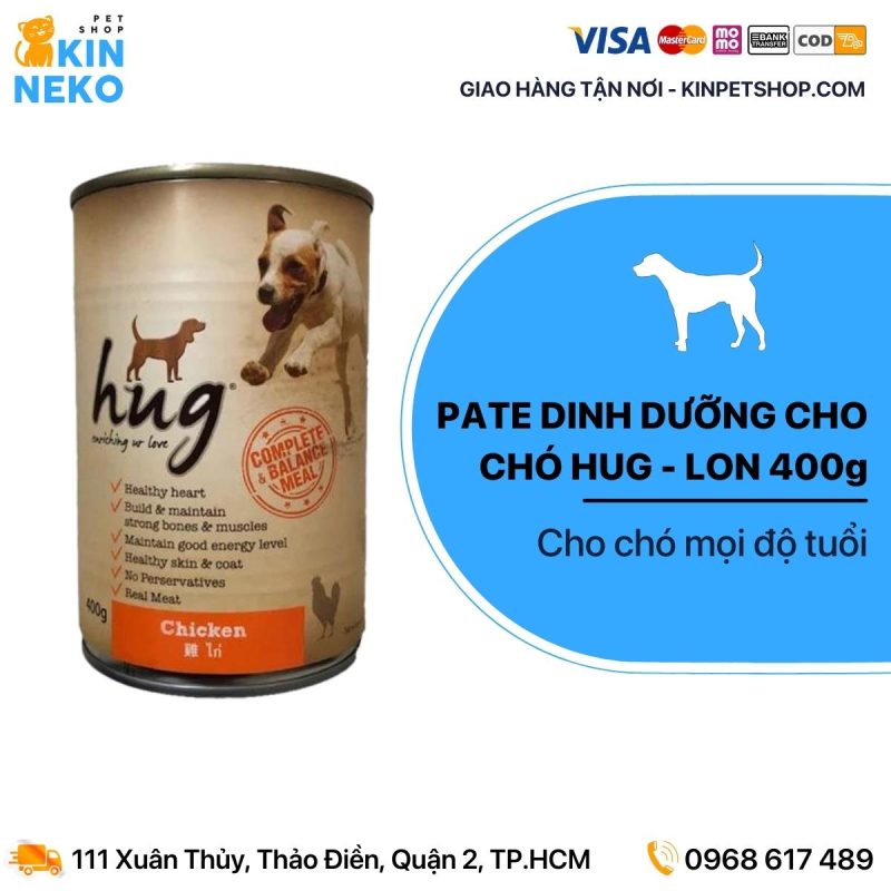 Pate dinh dưỡng cho chó Hug lon 400g - Kin Neko Petshop